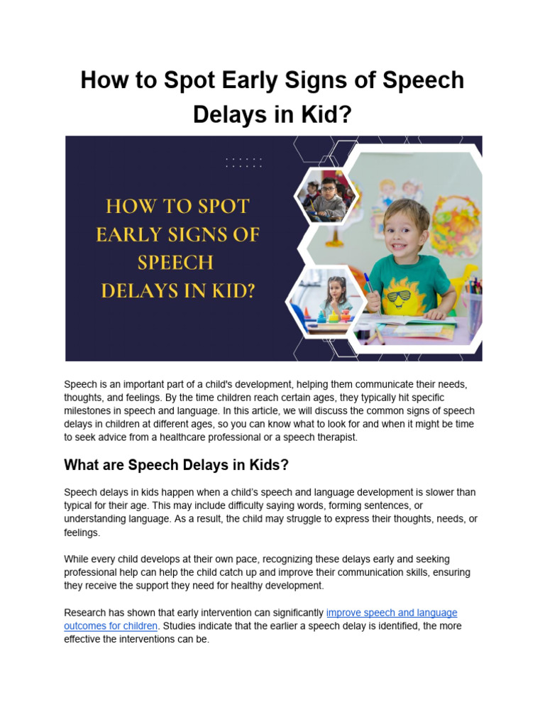 How To Spot Early Signs of Speech Delays in Kid? | PDF | Language ...
