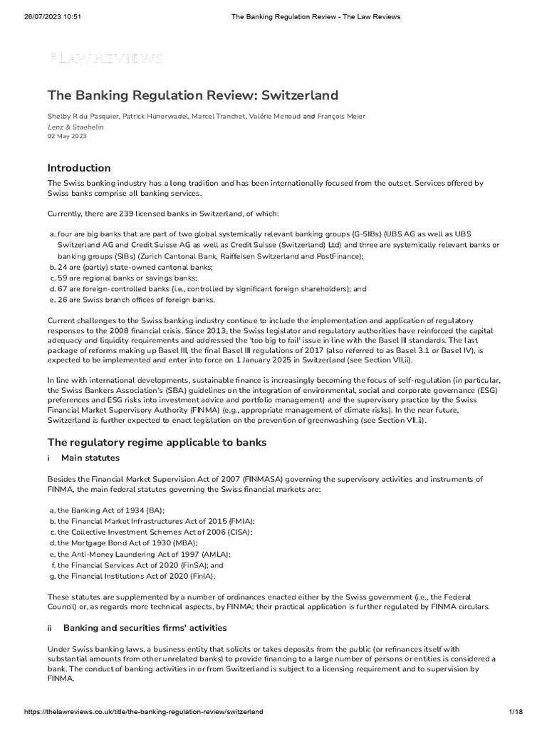 The Banking Regulation Review 2023 - The Law Reviews | PDF | Capital ...