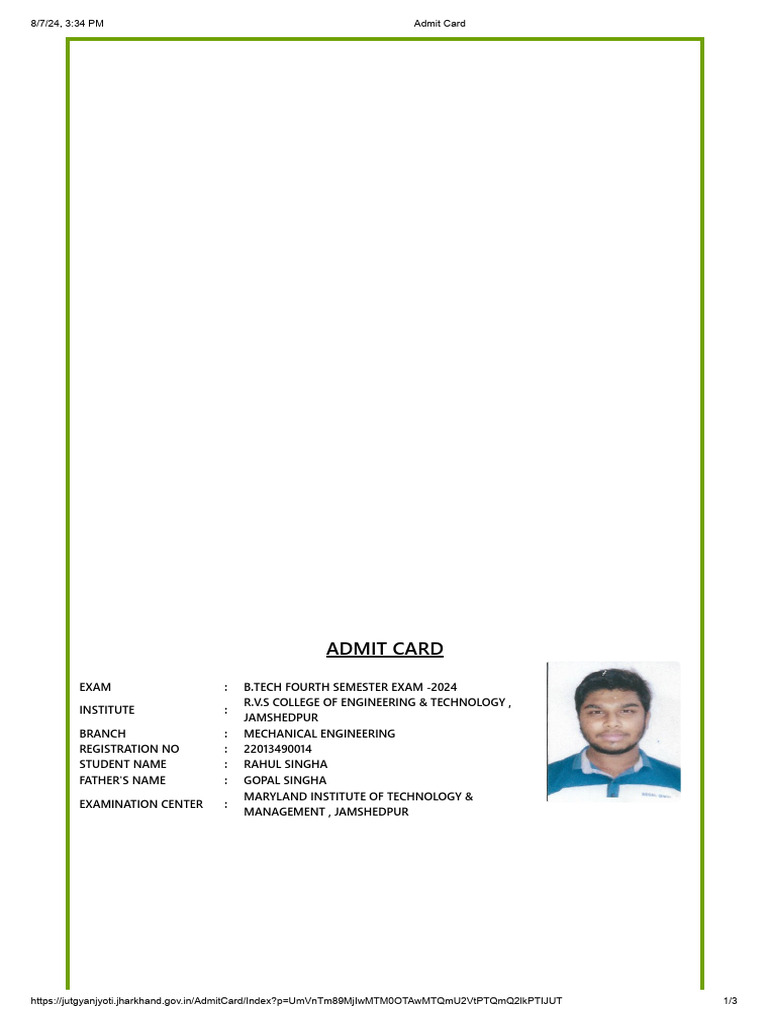 Admit Card | PDF
