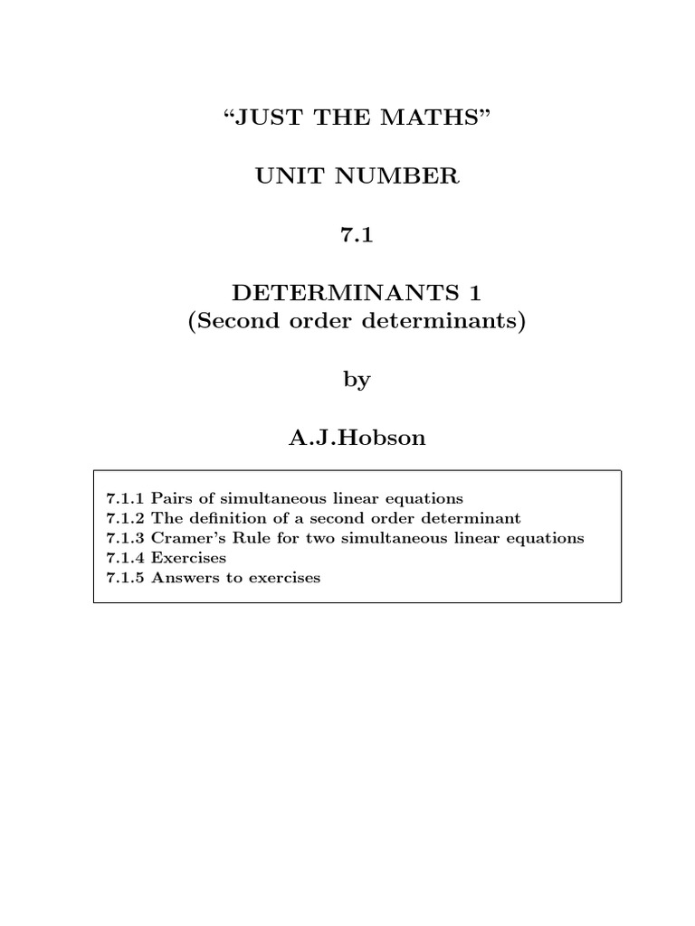 Lec 7 P 1 | PDF | Determinant | Equations