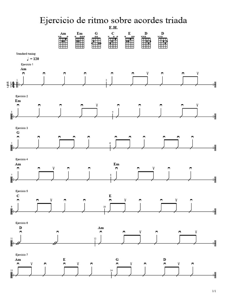 Ejercicio de ritmo sobre acordes triada | PDF