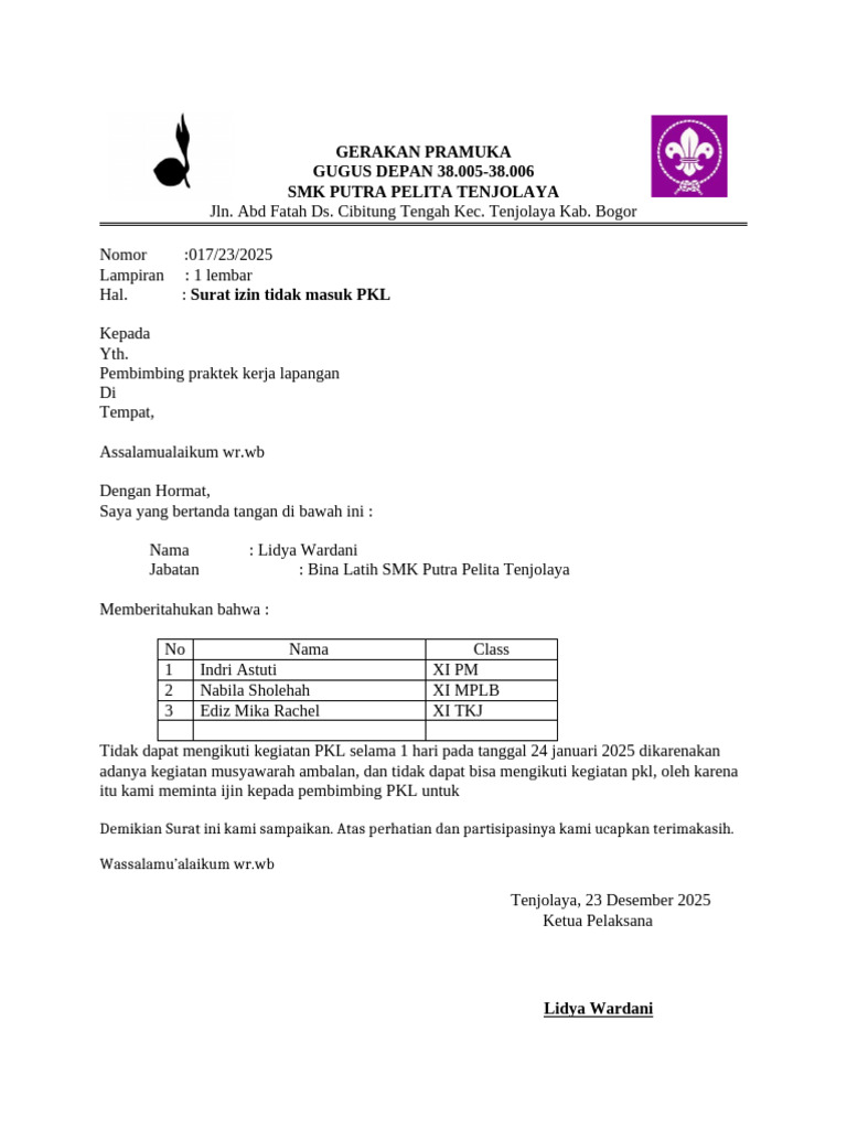 surat tugas pramuka (2) | PDF