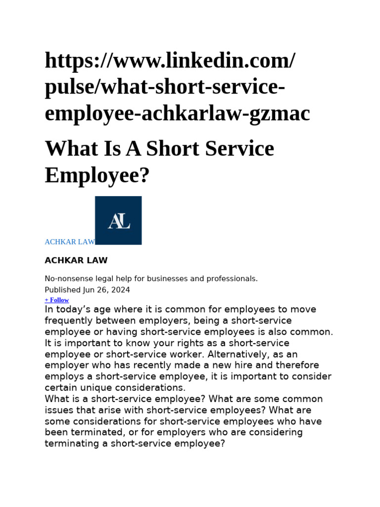 What Is A Short Service Employee | PDF | Employment | Justice