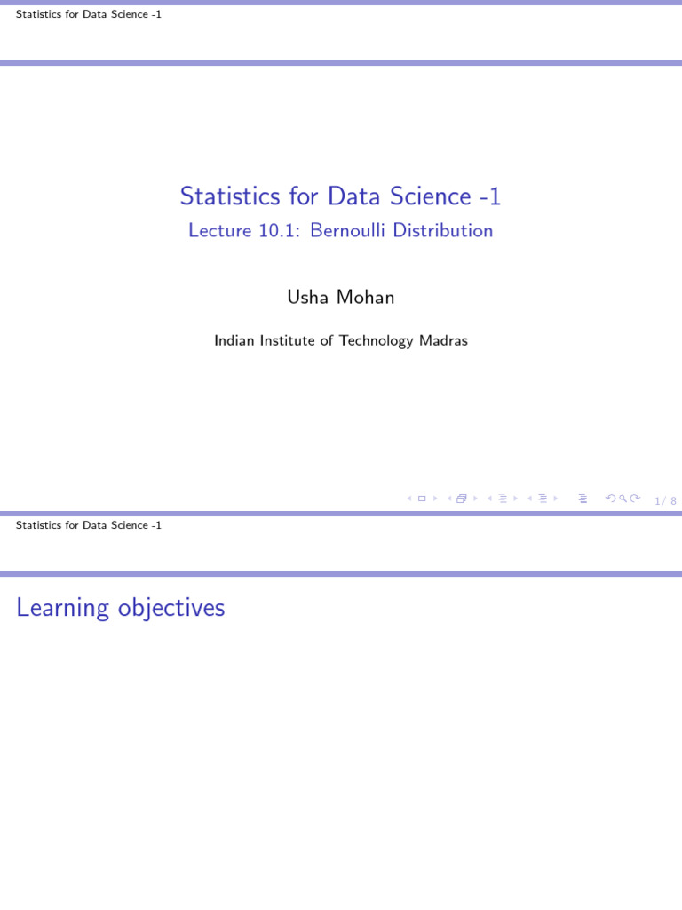Lecture 10 - 1 - Bernoulli Distribution | PDF | Probability Distribution | Statistics