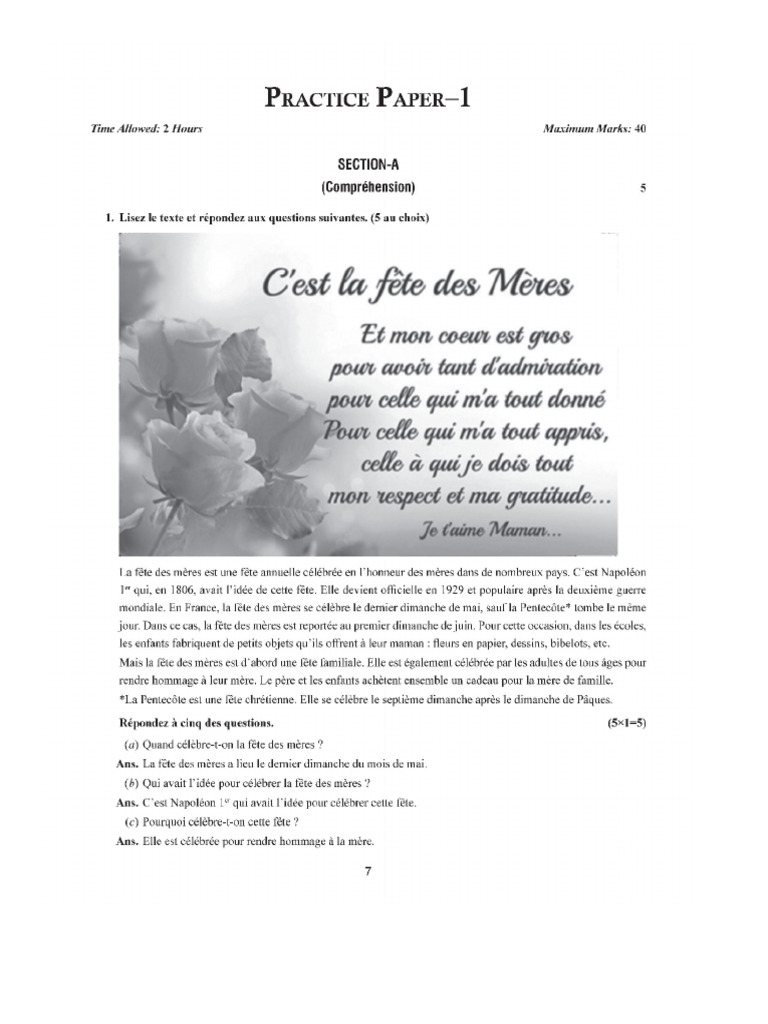 French Sample Paper | PDF
