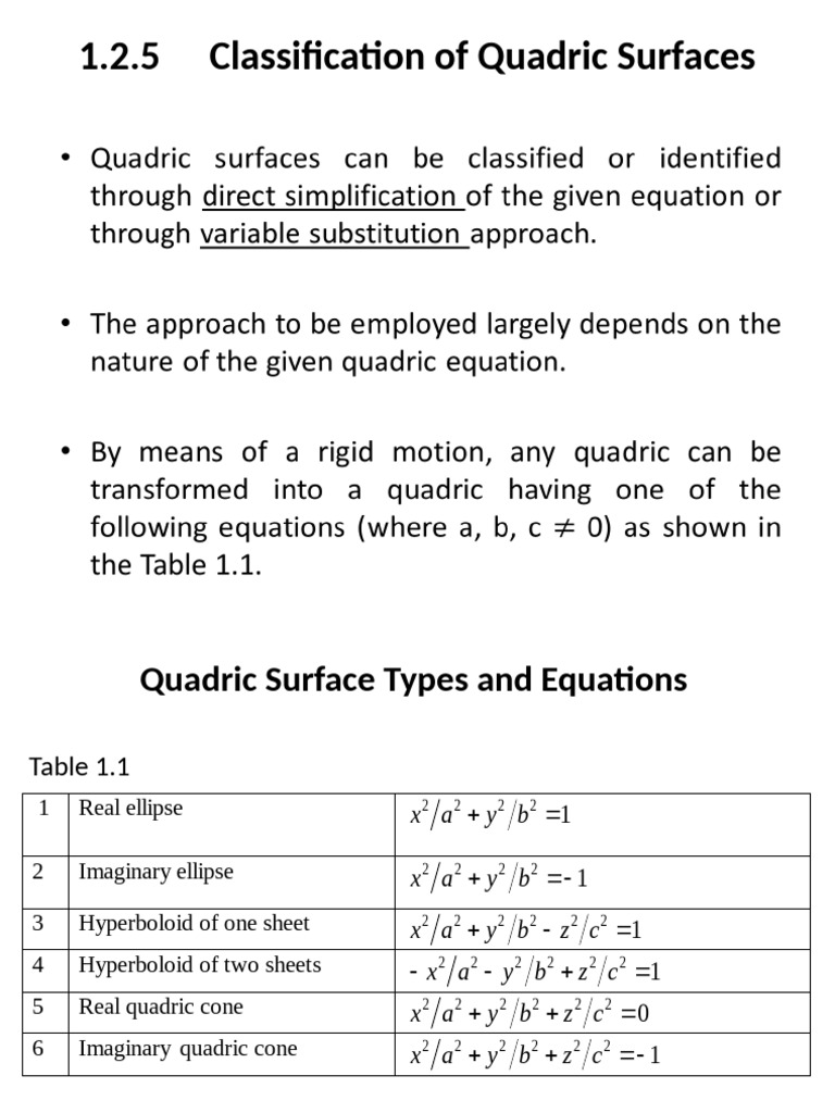Classification of Quadric Surfaces | PDF | Mathematics | Geometry