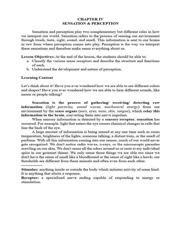 CHAPTER IV Module SP | PDF | Senses | Ear
