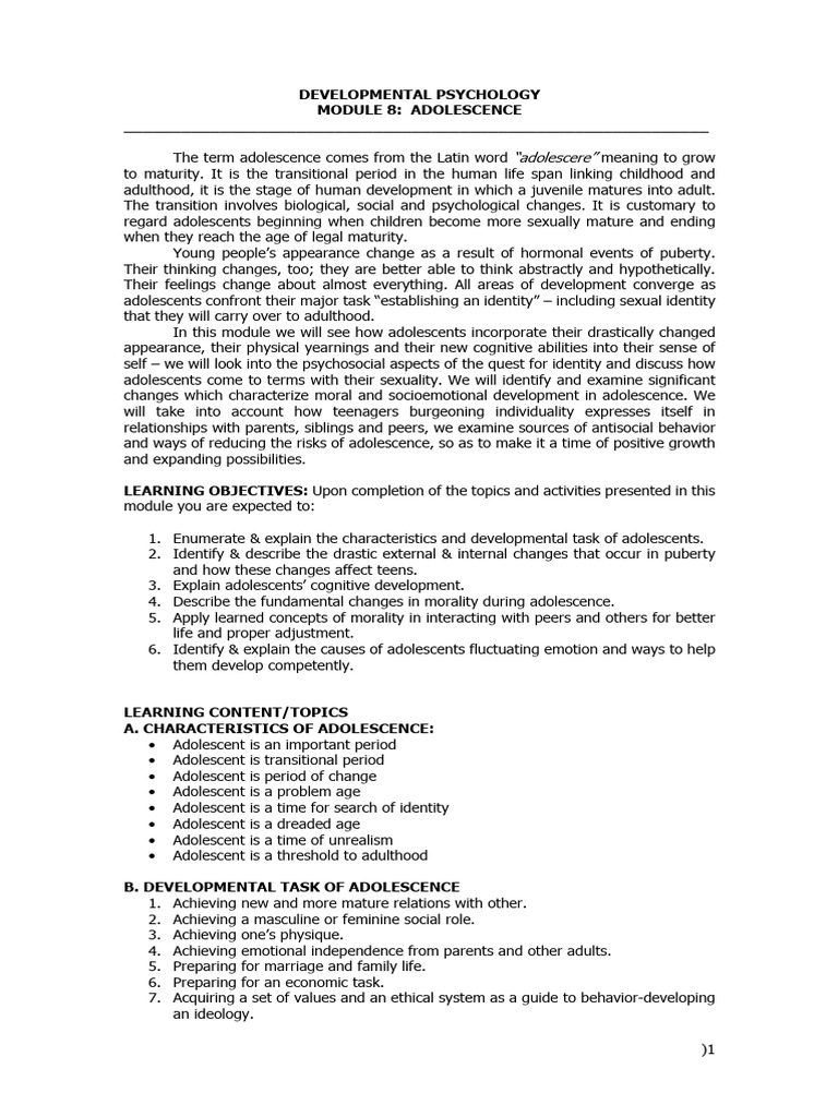 Adolescence 1 Pdf Adolescence Puberty