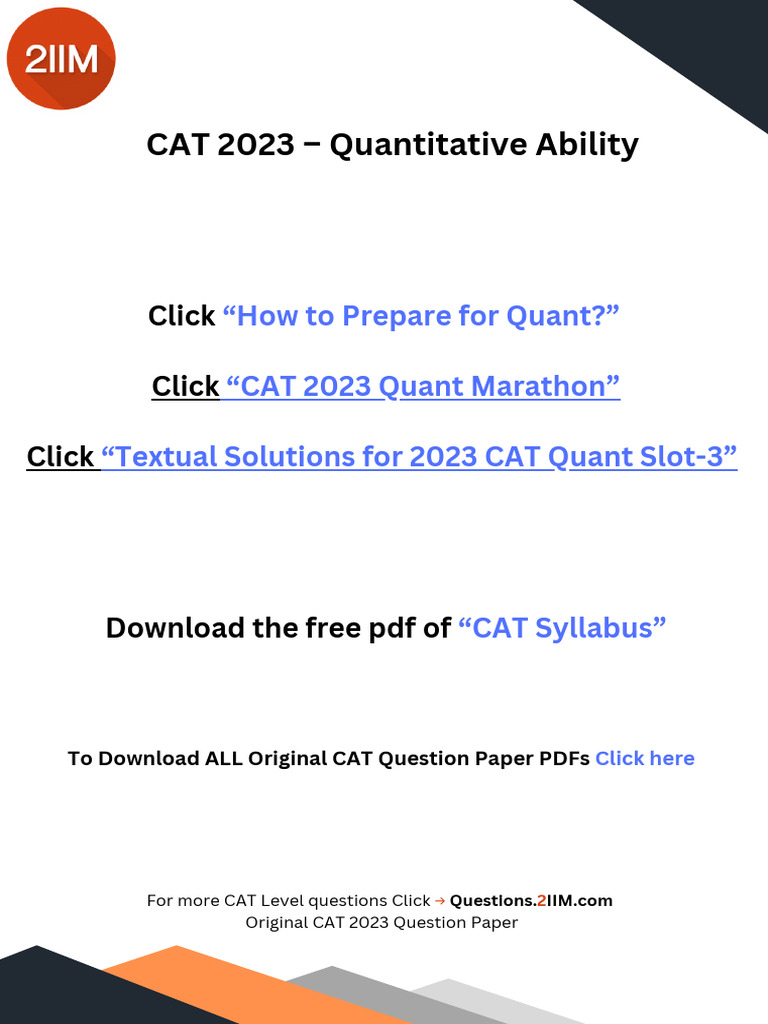 Cat 2023 Quant Slot-3 | PDF | Mathematics