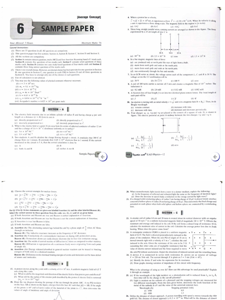 Phy Sample Paper 6 | PDF
