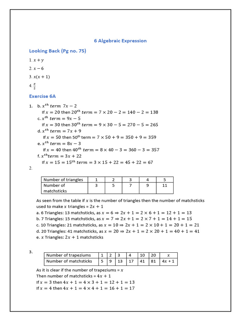 Algebraic Expressions and Exercises | PDF | Area | Rectangle