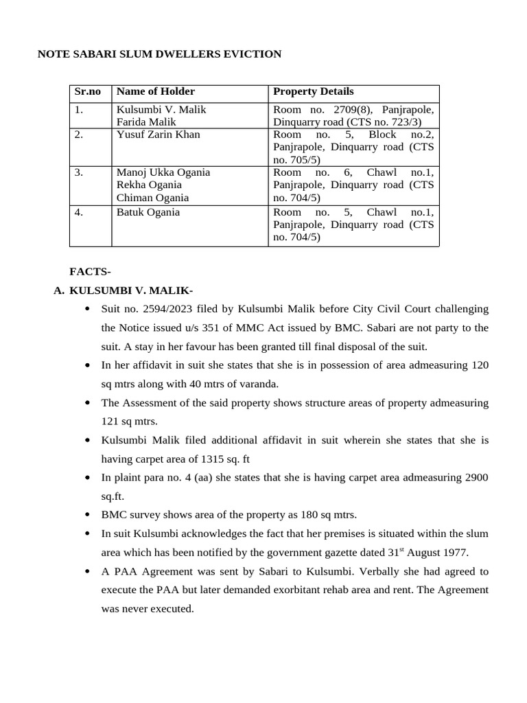 33 and 38 Sabari Slum Notes | PDF | Slum | Tenement