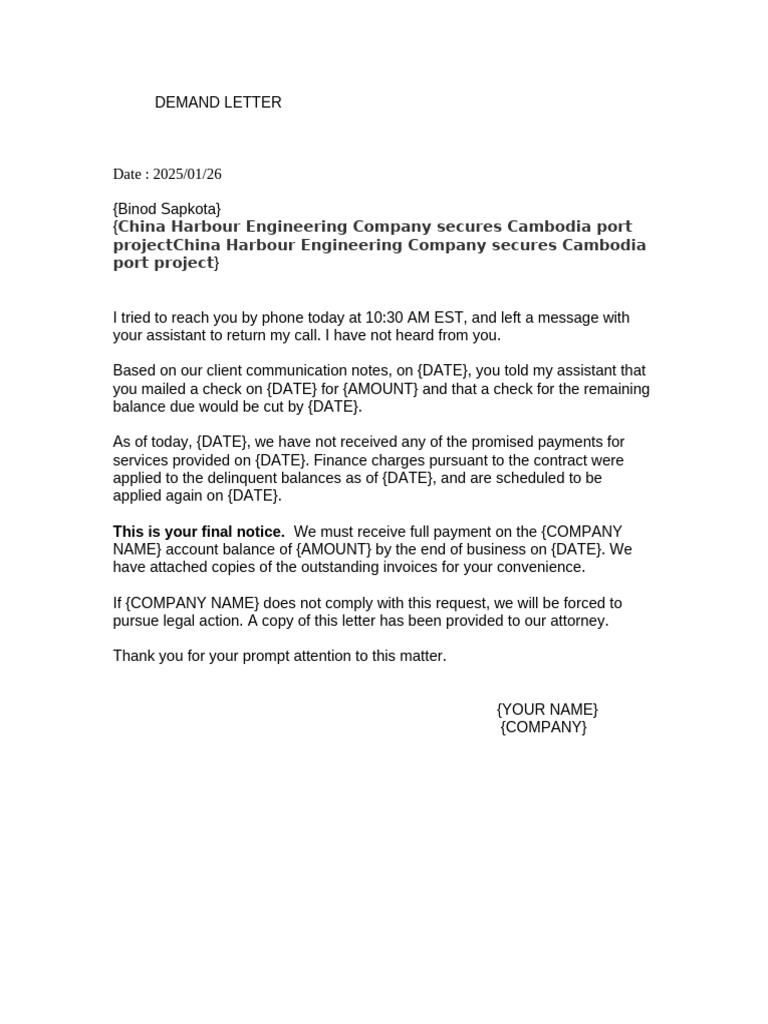 Final Demand Letter for Payment | PDF