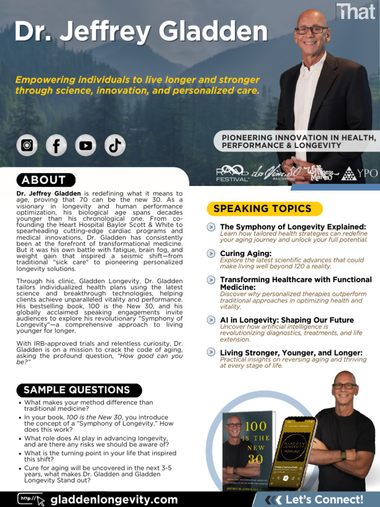 Unlocking Longevity with Dr. Gladden | PDF | Artificial Intelligence ...