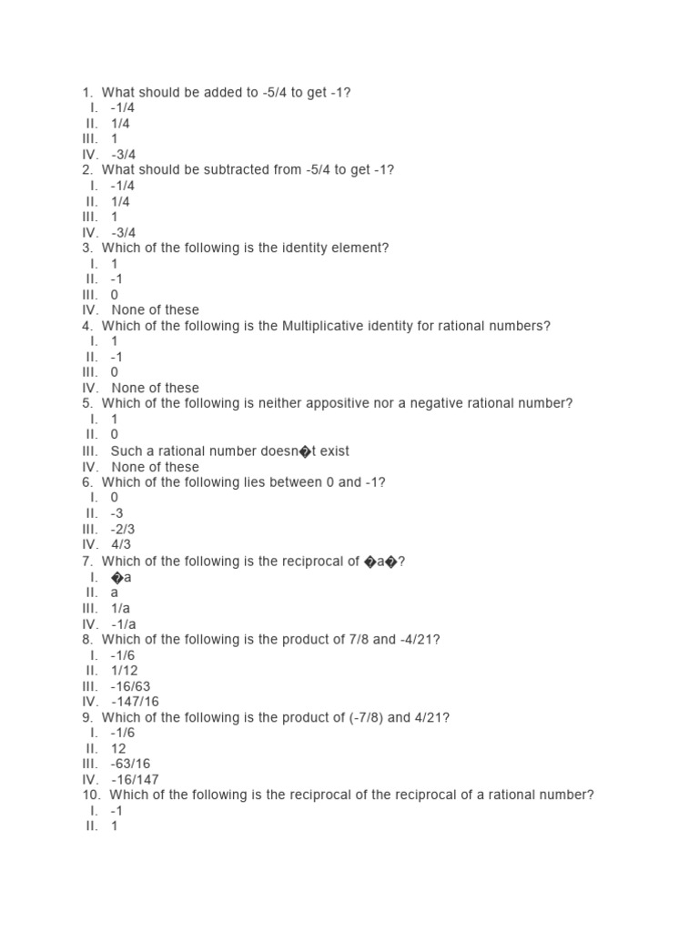 Class-8-Maths-Chapter-1-Rational-Numbers-MCQs - Copy | PDF