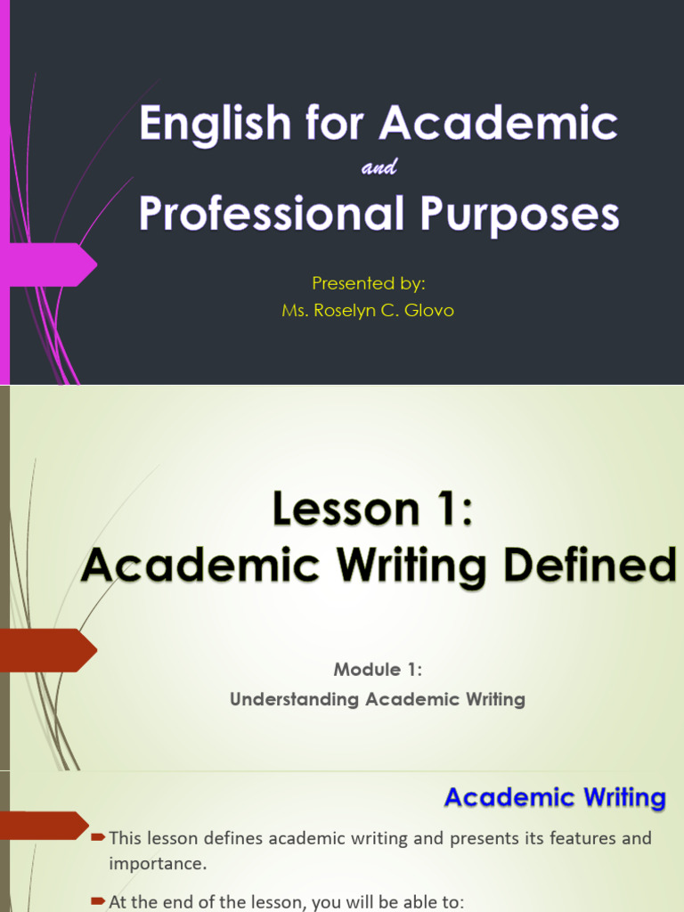 English For Acad Lesson 1 Academic Writing Defined Student | PDF ...
