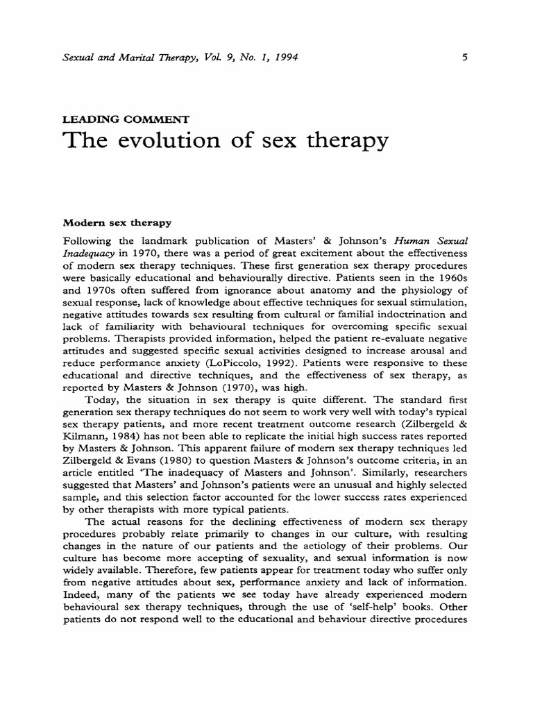 Evolution of Sex Therapy Approaches | PDF | Sexual Dysfunction ...