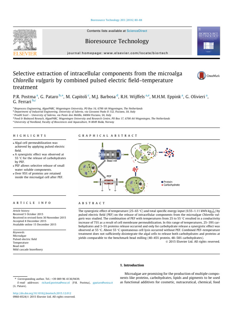 Selective Extraction of Intracellular Components From The Microalga ...