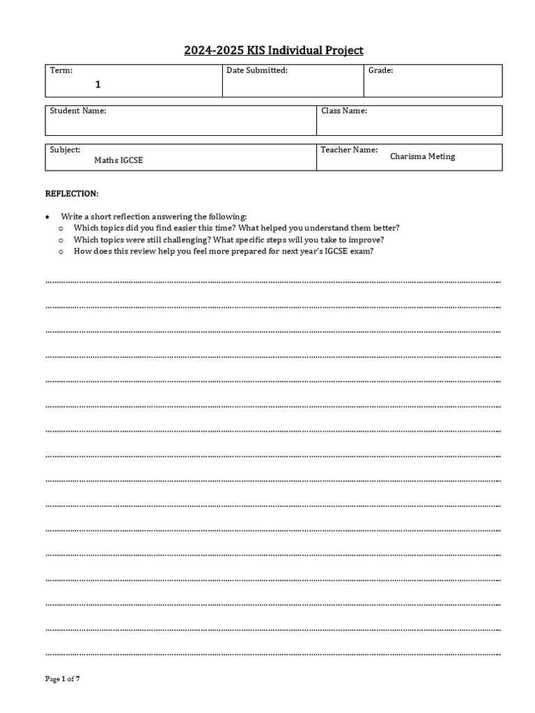 Y9 Project Worksheet and Reflection Paper | PDF | Significant Figures ...