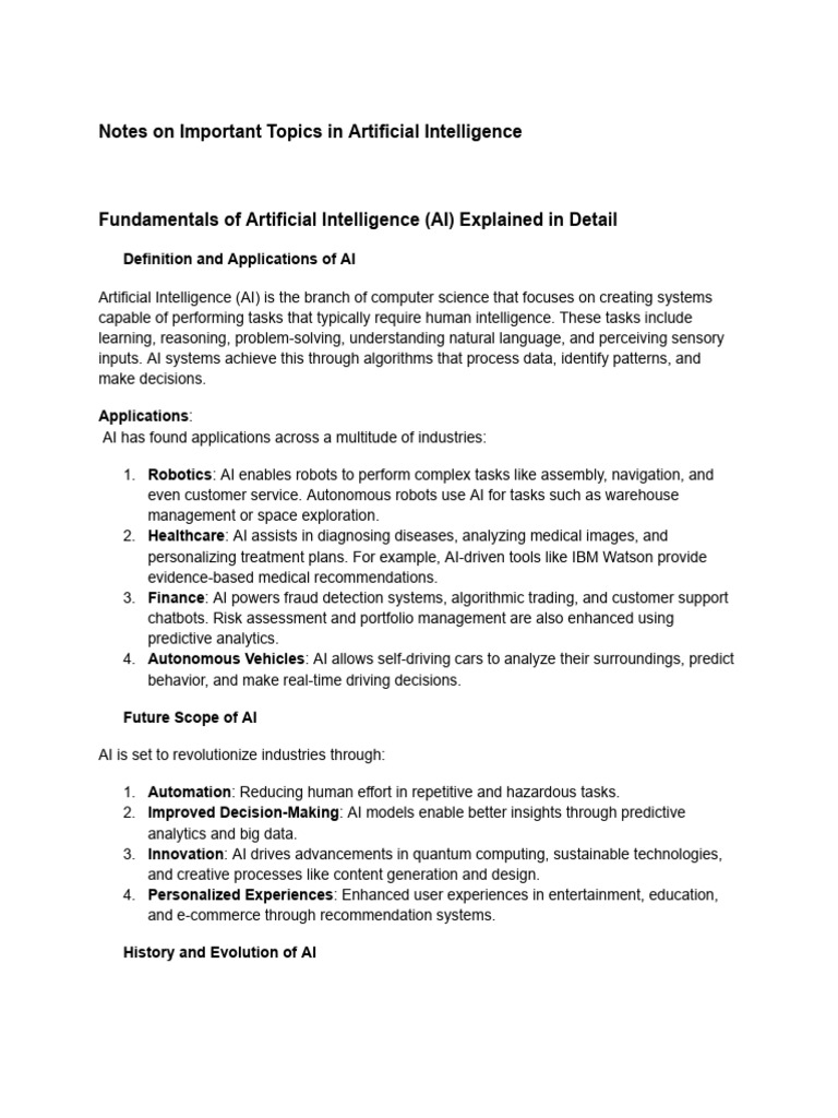 Artificial Intelligence IMP | PDF | Intelligence (AI) & Semantics ...