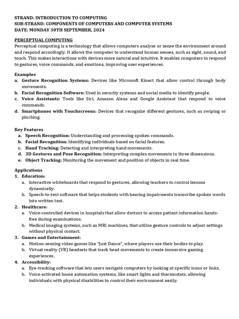Basic 9 Strand 1 Perceptual Computing-Uses of Output Devices | PDF ...