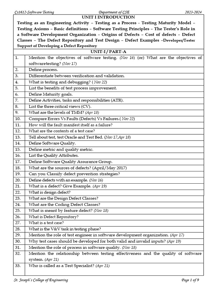 ST QB | PDF | Software Testing | Unit Testing