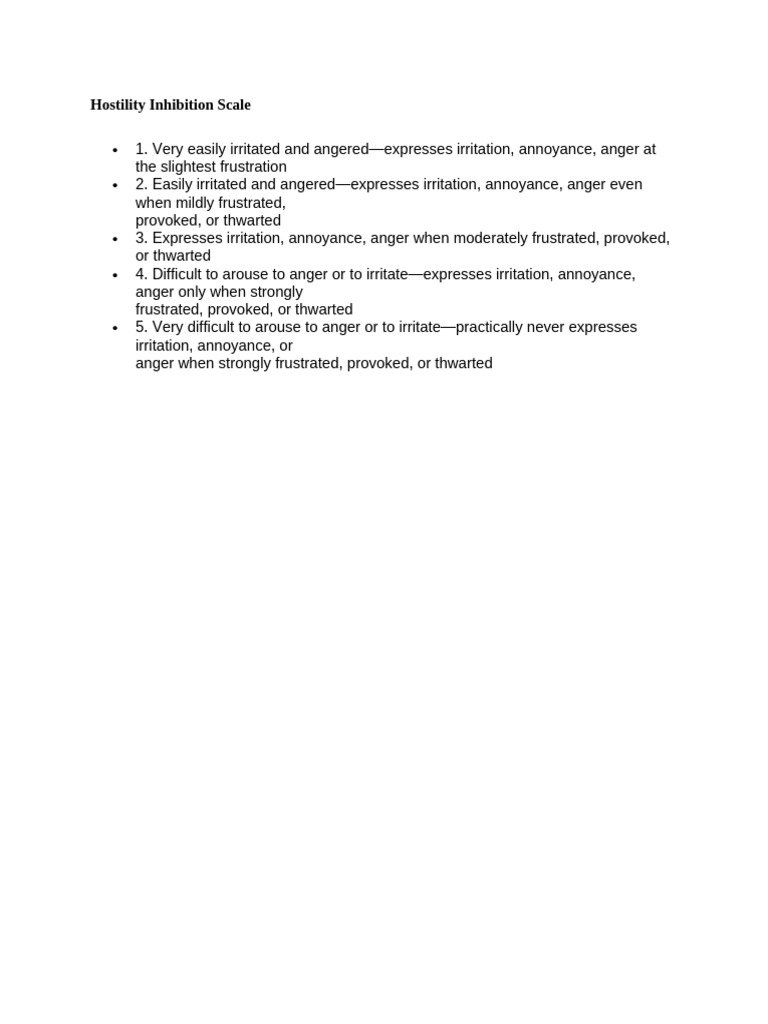 Hostility Inhibition Scale | PDF