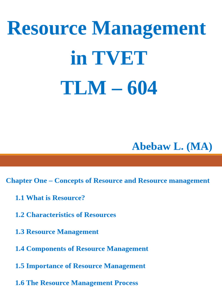 2016 Resource Management TLM - 604 PPT-1 Rev | PDF | Performance ...