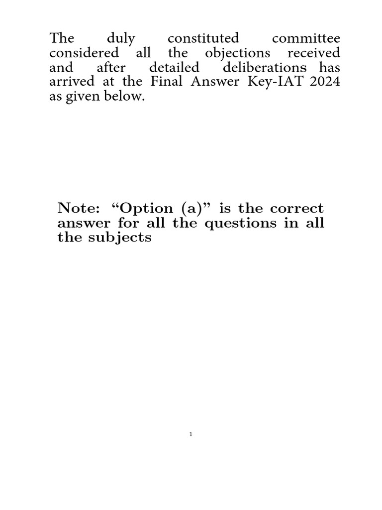IAT 2024 Question Paper Answer Key | PDF | Directionality (Molecular ...