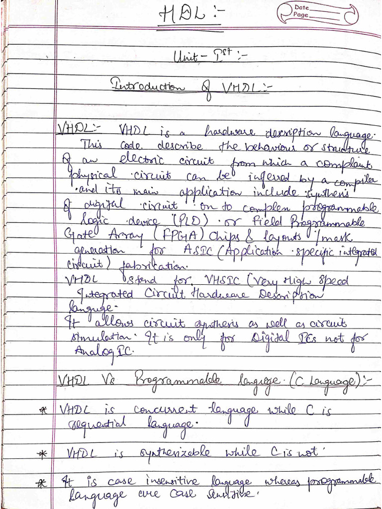 HDL (VHDL) Full Notes | PDF