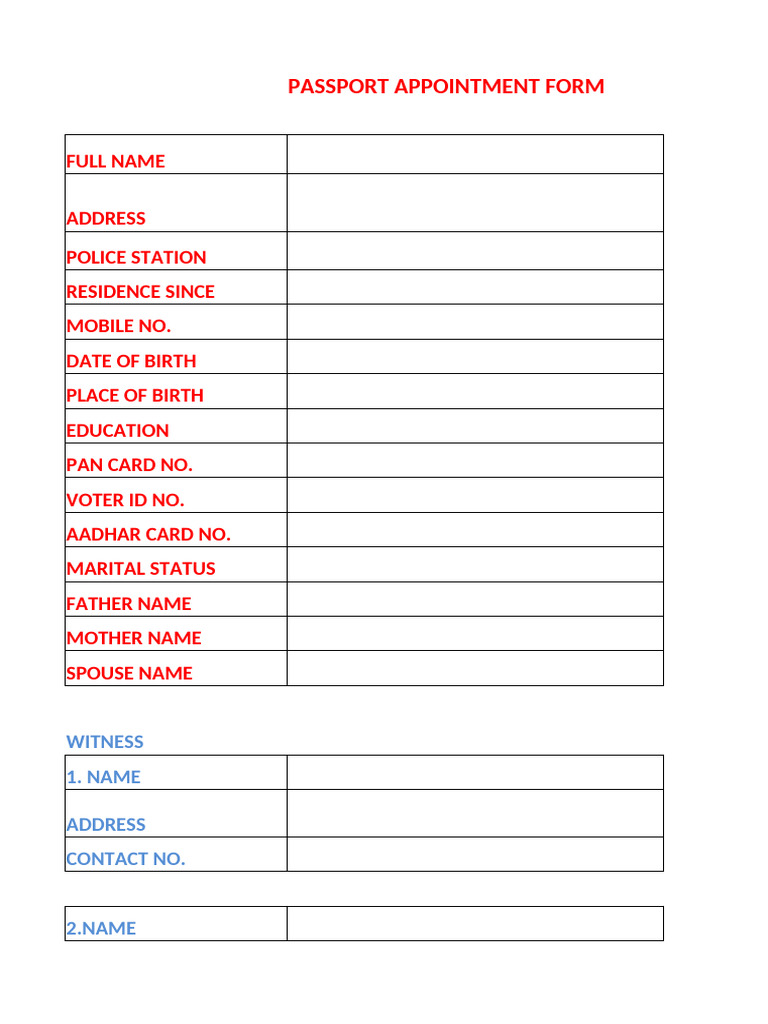 Passport Form | PDF