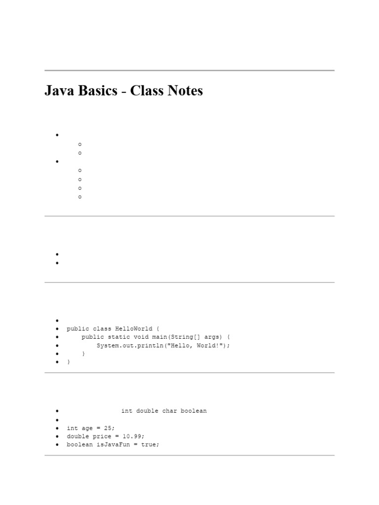 Java Basics for Beginners | PDF | Java (Programming Language) | Software Engineering