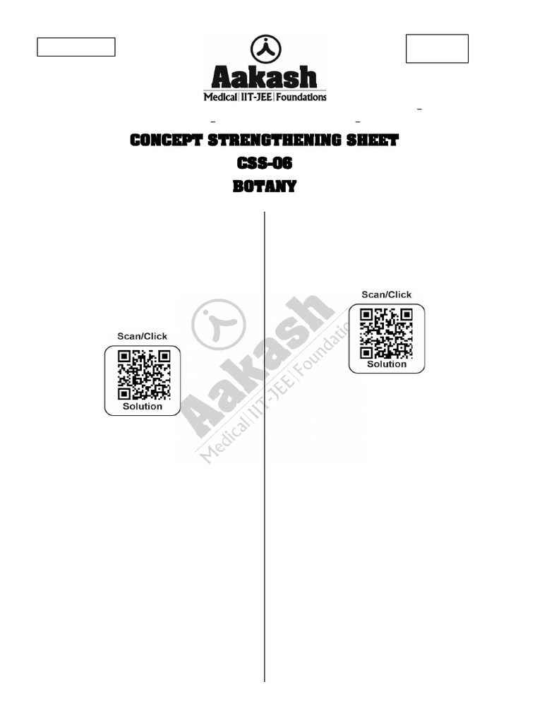 Concept Strengthening Sheet (CSS-06) Based on AIATS-06 (CF+OYM)_Botany | PDF | Fungus | Protozoa