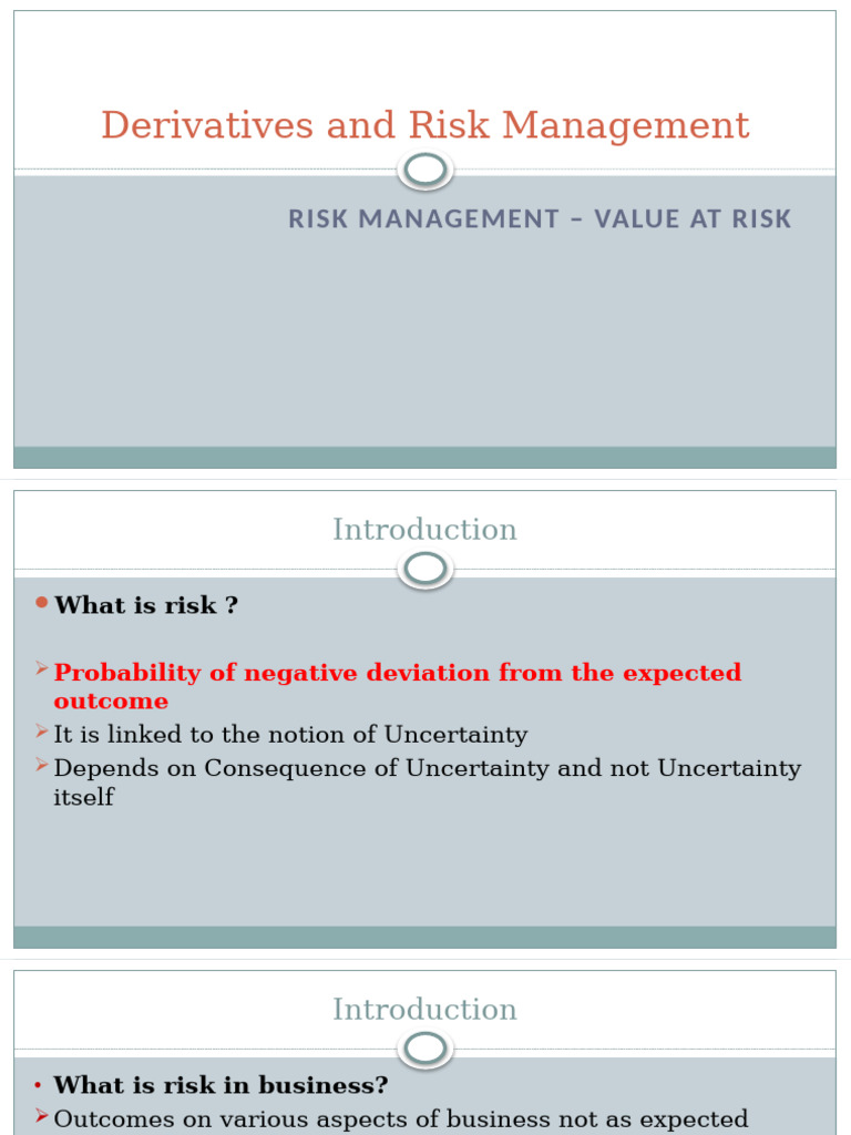 1-VaR-PPT | PDF | Financial Risk | Risk