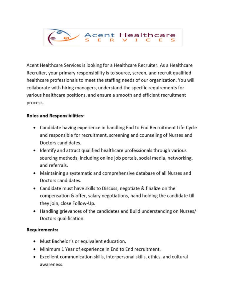 HR Recruiter Job Description | PDF