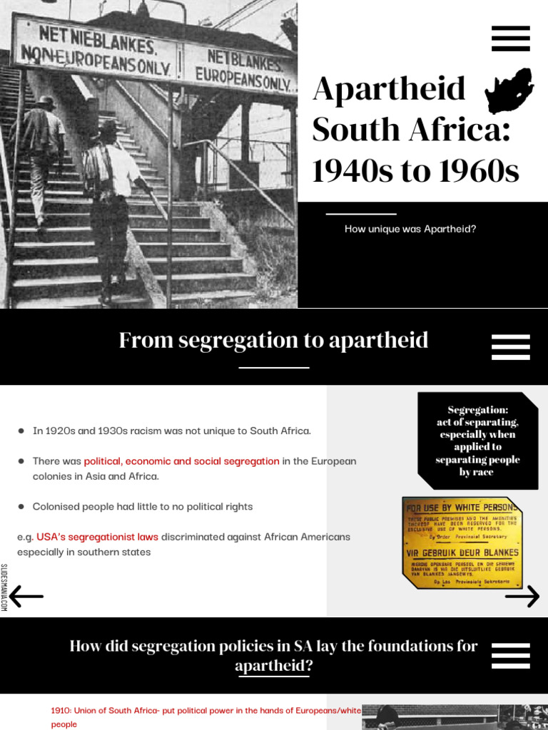 Apartheid in South Africa: 1940s-1960s | PDF | Apartheid | African ...