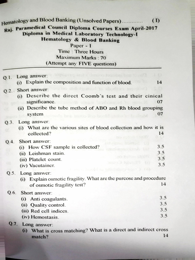 Hematology & Blood Banking Exams | PDF | Medicine | Blood