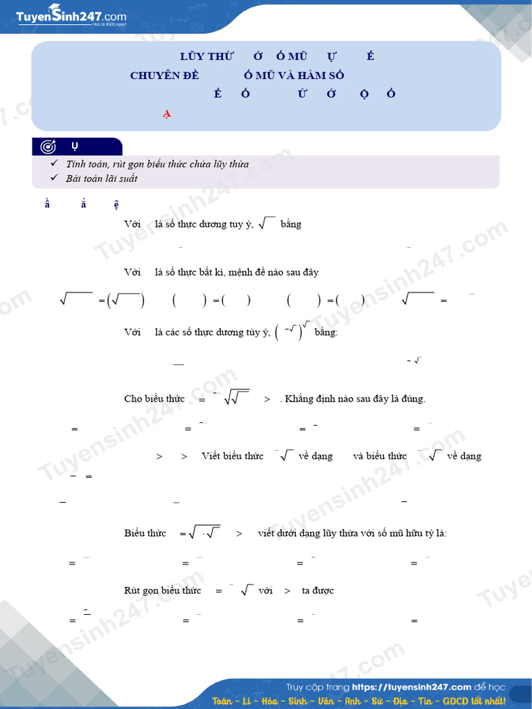 De-Thi-Btvn-Luy-Thua-Voi-So-Mu-Thuc-Tiet-2-1699430739 | PDF