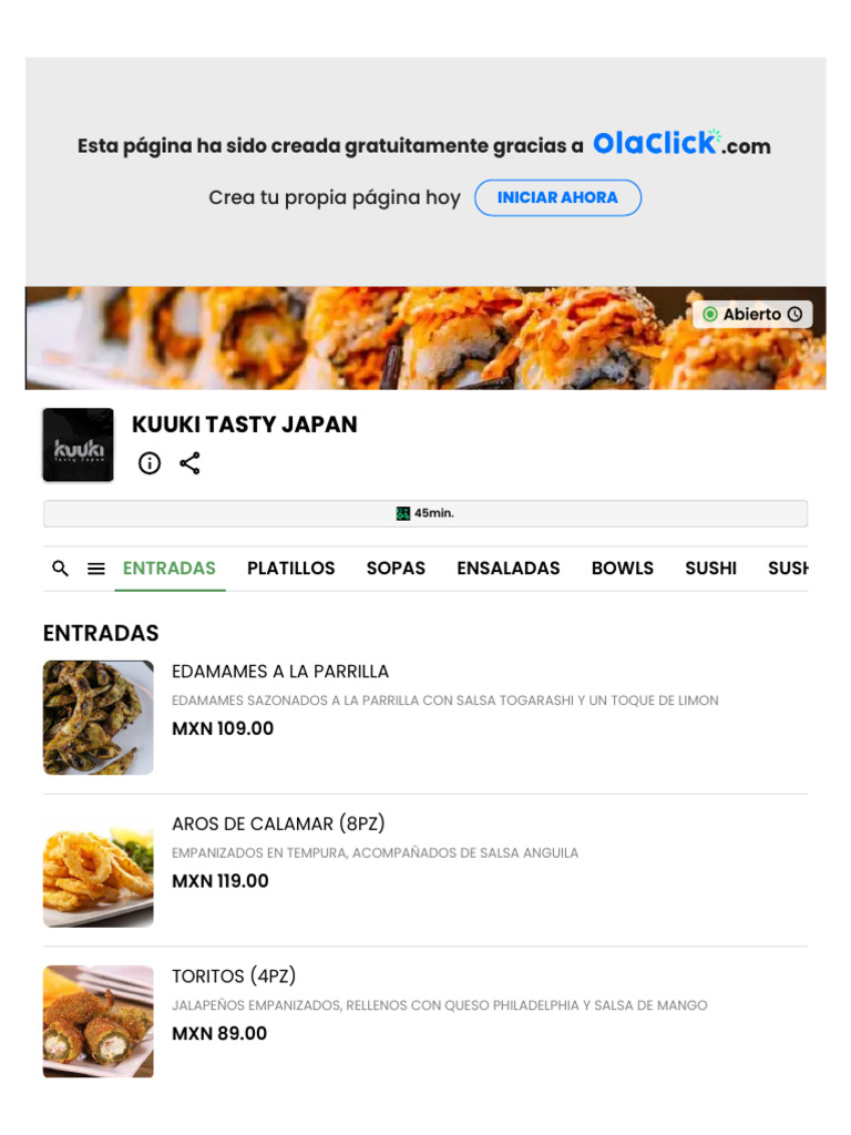 KUUKI TASTY JAPAN - Pide en Línea. Menú, Precios | PDF