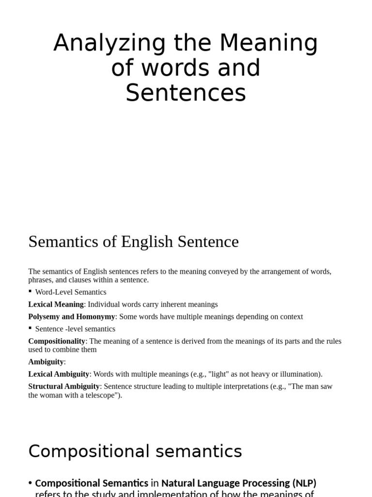Analyzing The Meaning of Words and Sentences | PDF | Semantics | Word
