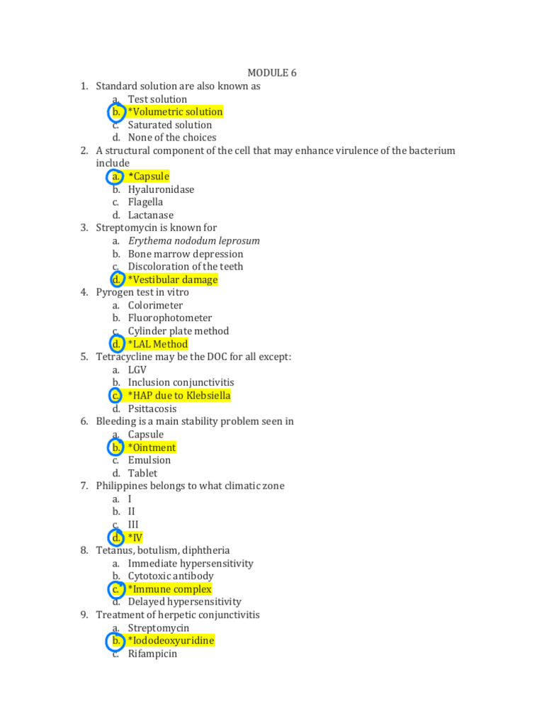 Module 6 KEY | PDF | Streptococcus | Staining