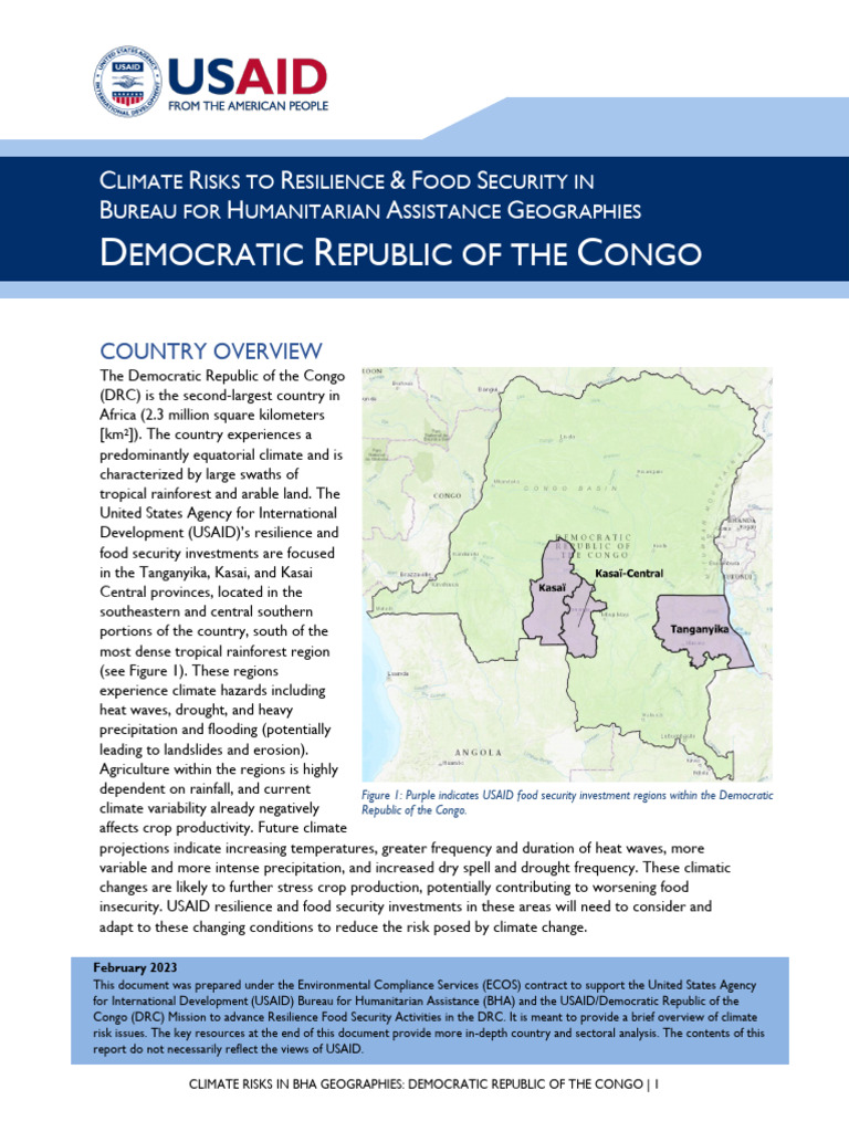Climate Risks and Food Security in DRC | PDF | Agriculture | Wash