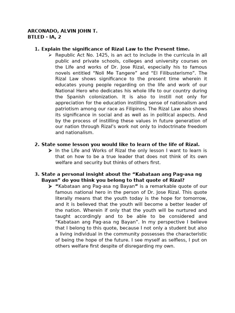 Arconado, Alvin John T. (Rizal) | PDF