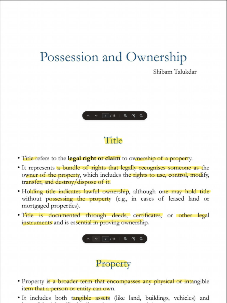 Possession and Ownership | PDF | Adverse Possession | Lawsuit
