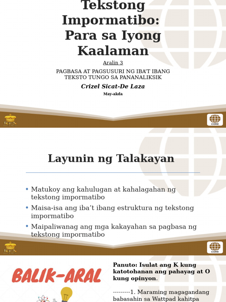 3 Tekstong Impormatibo para Sa Iyong Kaalaman-1 | PDF