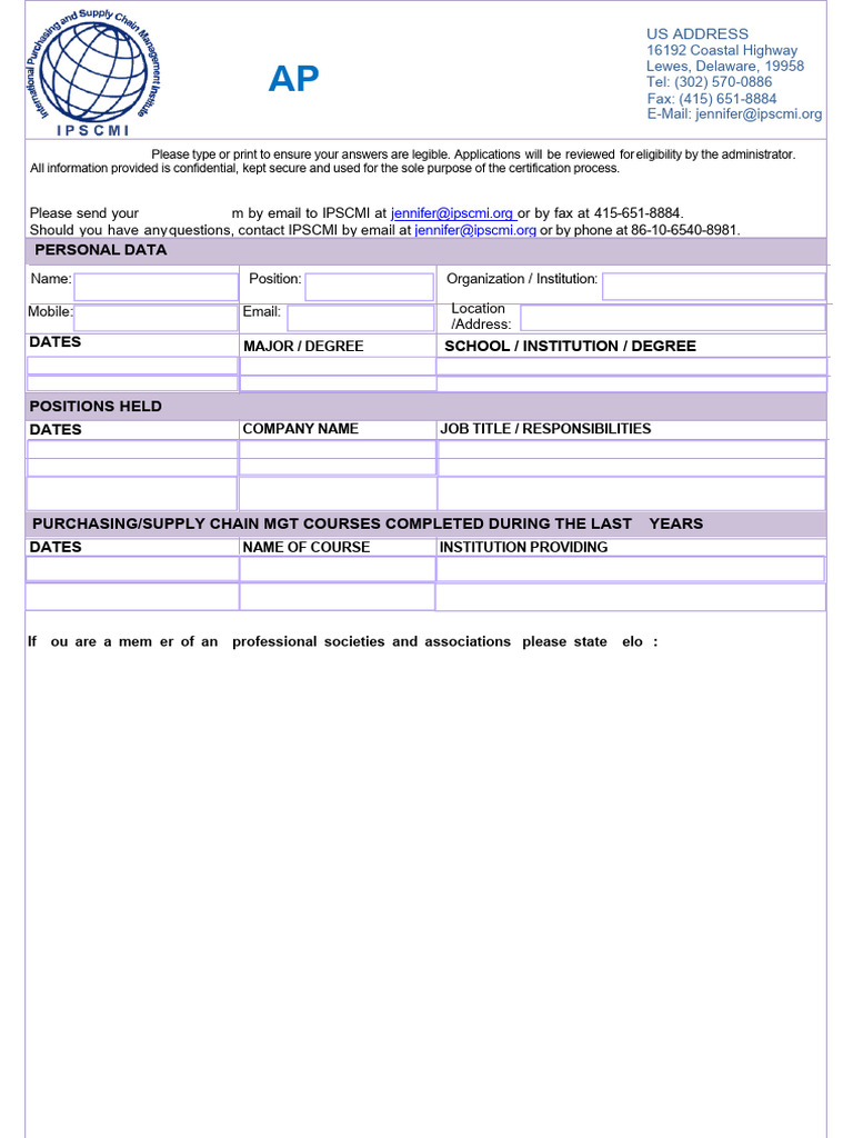 Certification Application Questionnaire | PDF