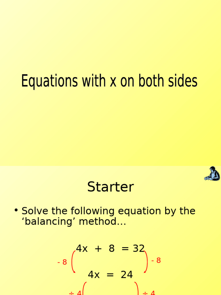 7) Equations With X On Both Sides (Lower) | PDF