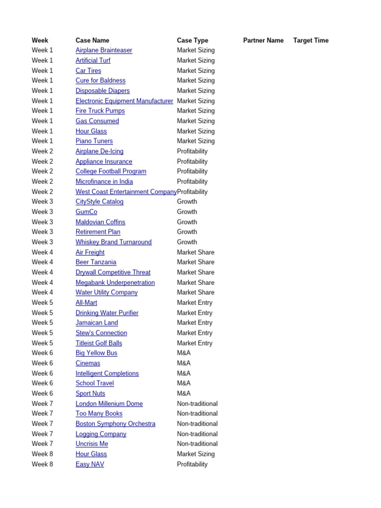 12 Week Case Plan Tracker Management Consulted | PDF