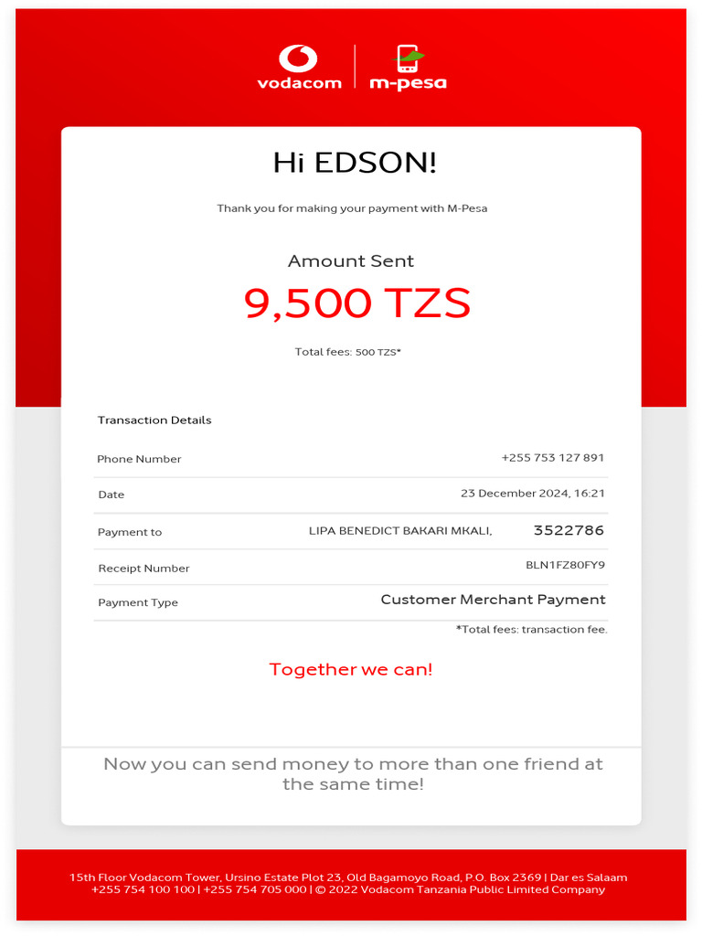 Risiti Ya Muamala BLN1FZ80FY9 | PDF