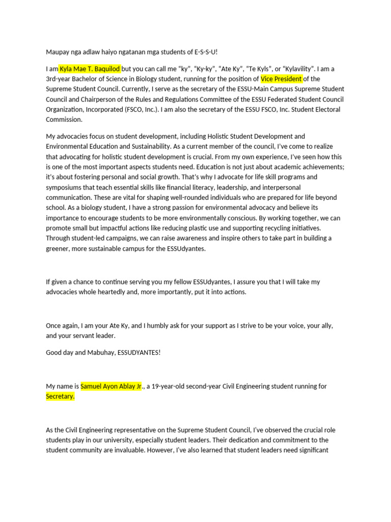 Backgrounds Platforms Credentials and Advocacies of The SSC Candidates ...